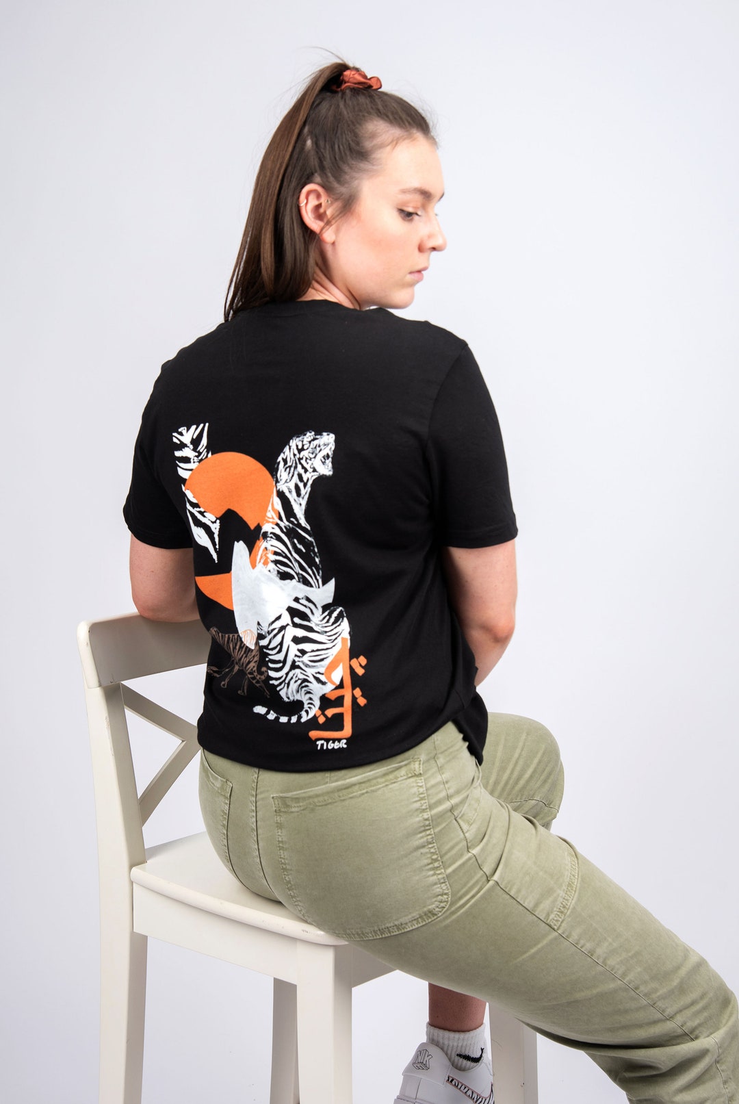 Unisex Reverse Tiger Graphic Organic Black T-shirt - Etsy