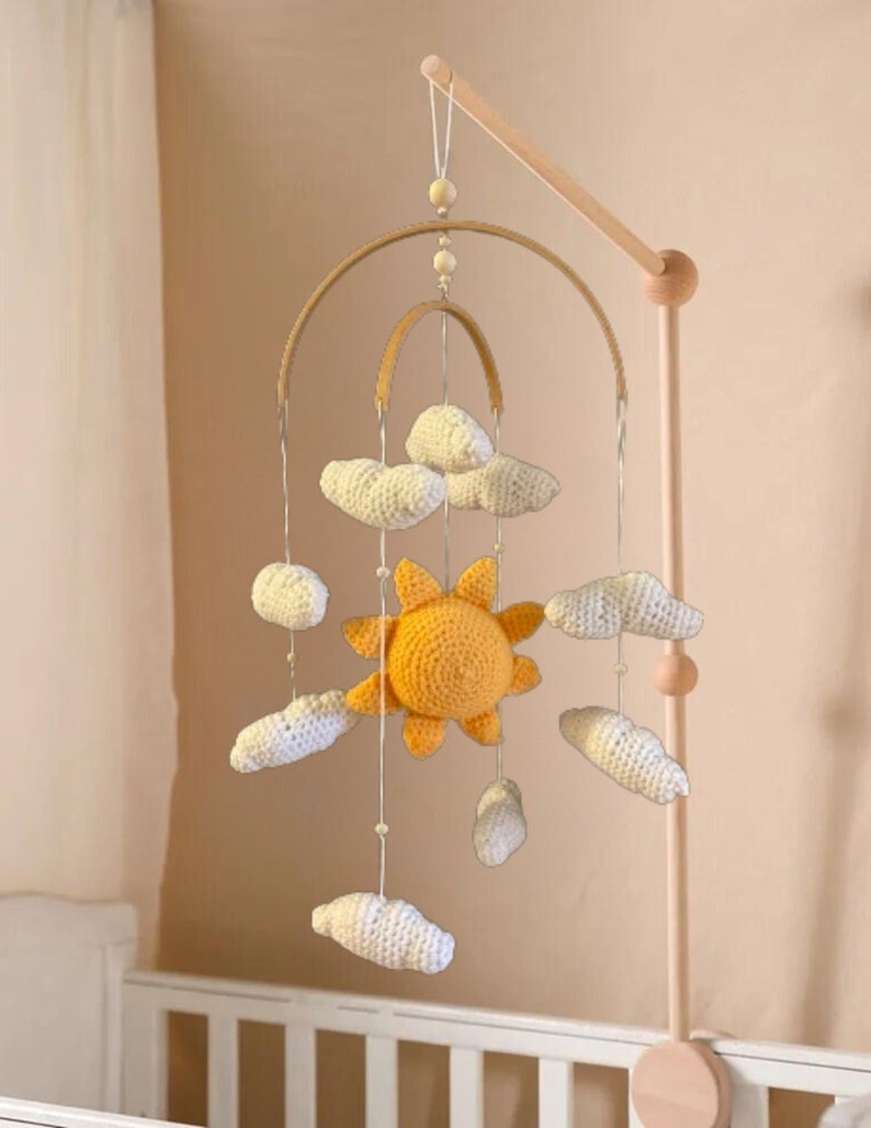 DIY Crochet Mobile Kit - Sun & Clouds Pattern - Beginner-friendly Craft ...