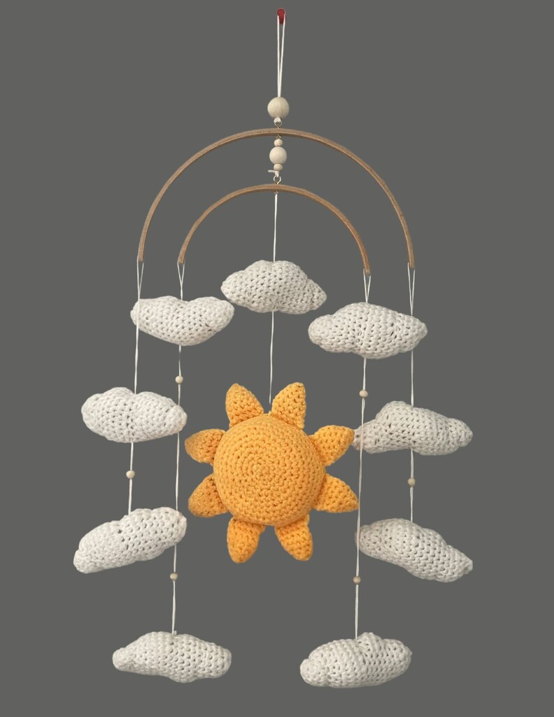 DIY Crochet Mobile Kit - Sun & Clouds Pattern - Beginner-friendly Craft ...