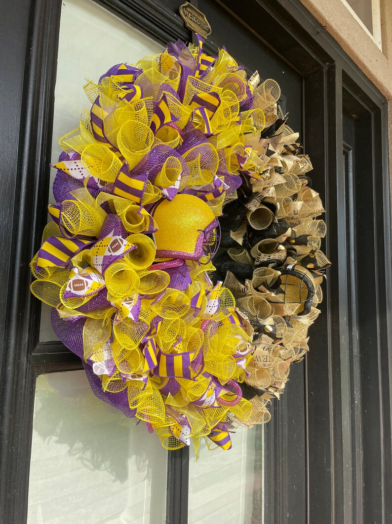 LSU Wreath Saints Wreath Fleur De Lis Louisiana State - Etsy