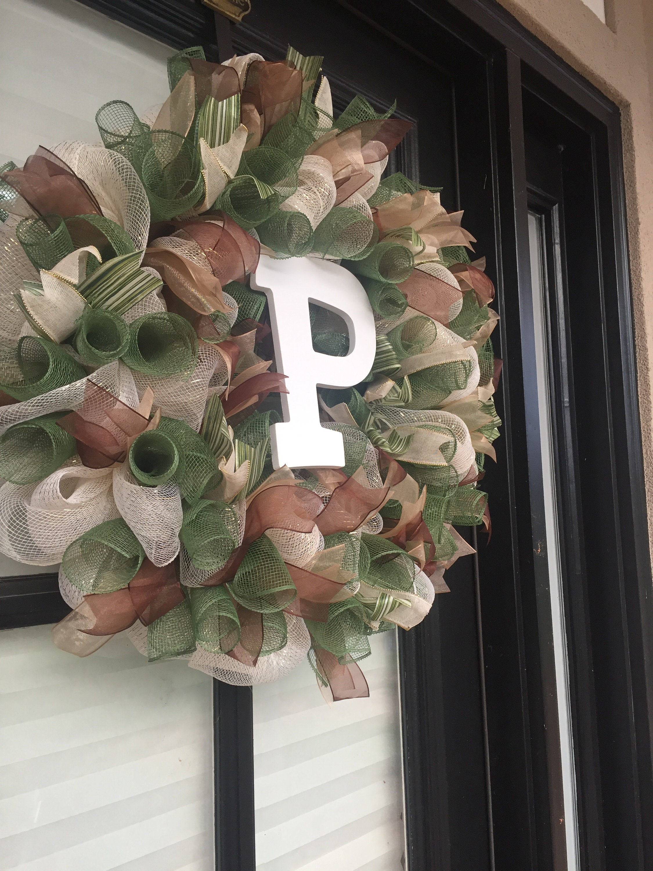Initial Wreath, Monogram Wreath, Monogram, Front Door Wreath, Door ...