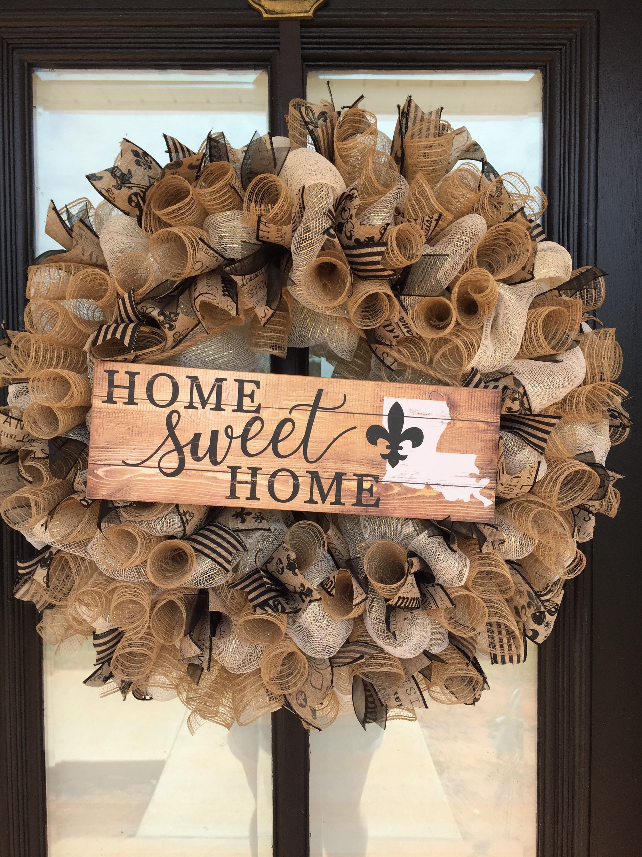 Fleur De Lis Wreath, Louisiana Wreath, Home Sweet Home Wreath, Southern ...