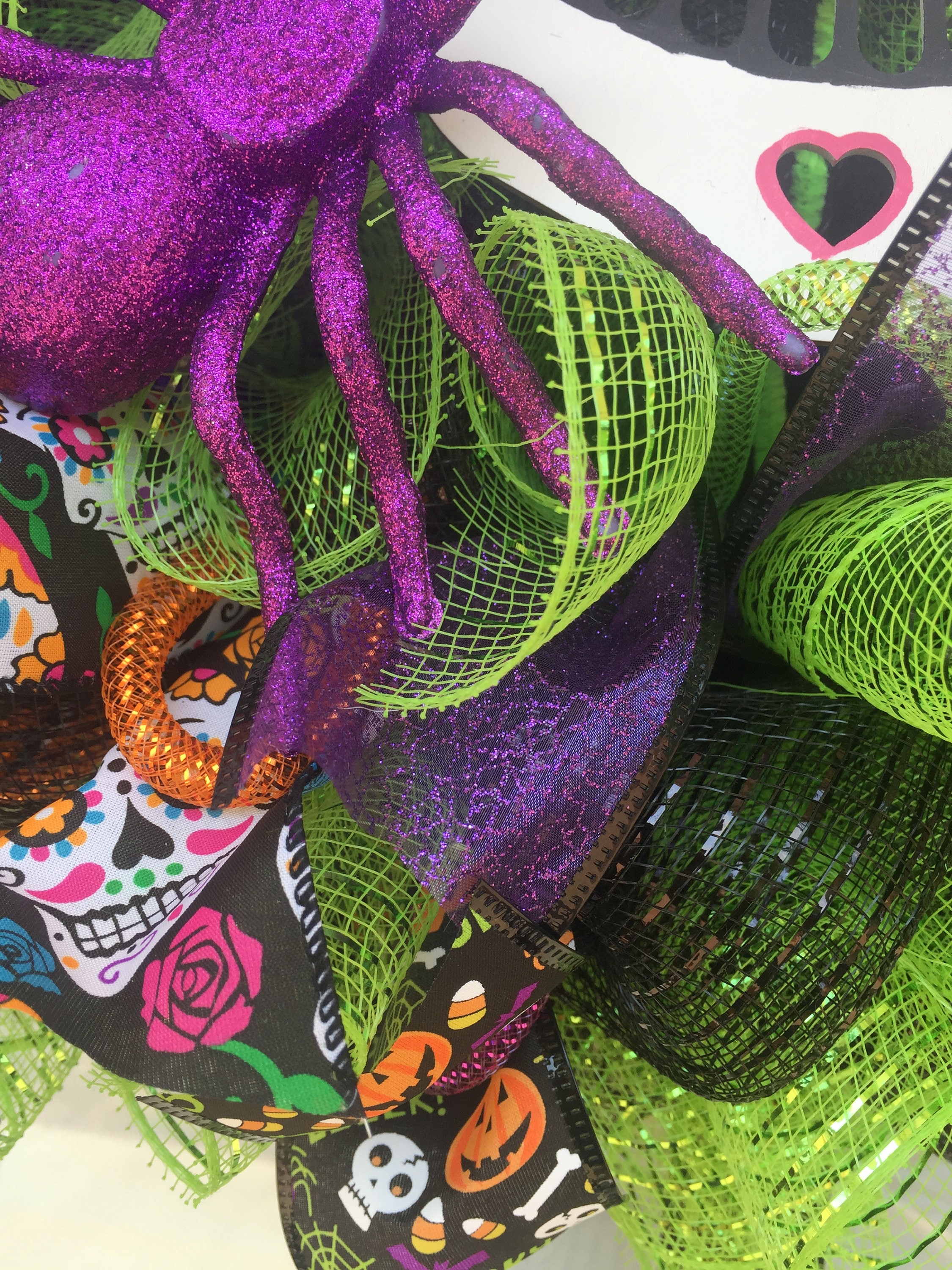 Day of the Dead Wreath Halloween Front Door Wreath Green - Etsy