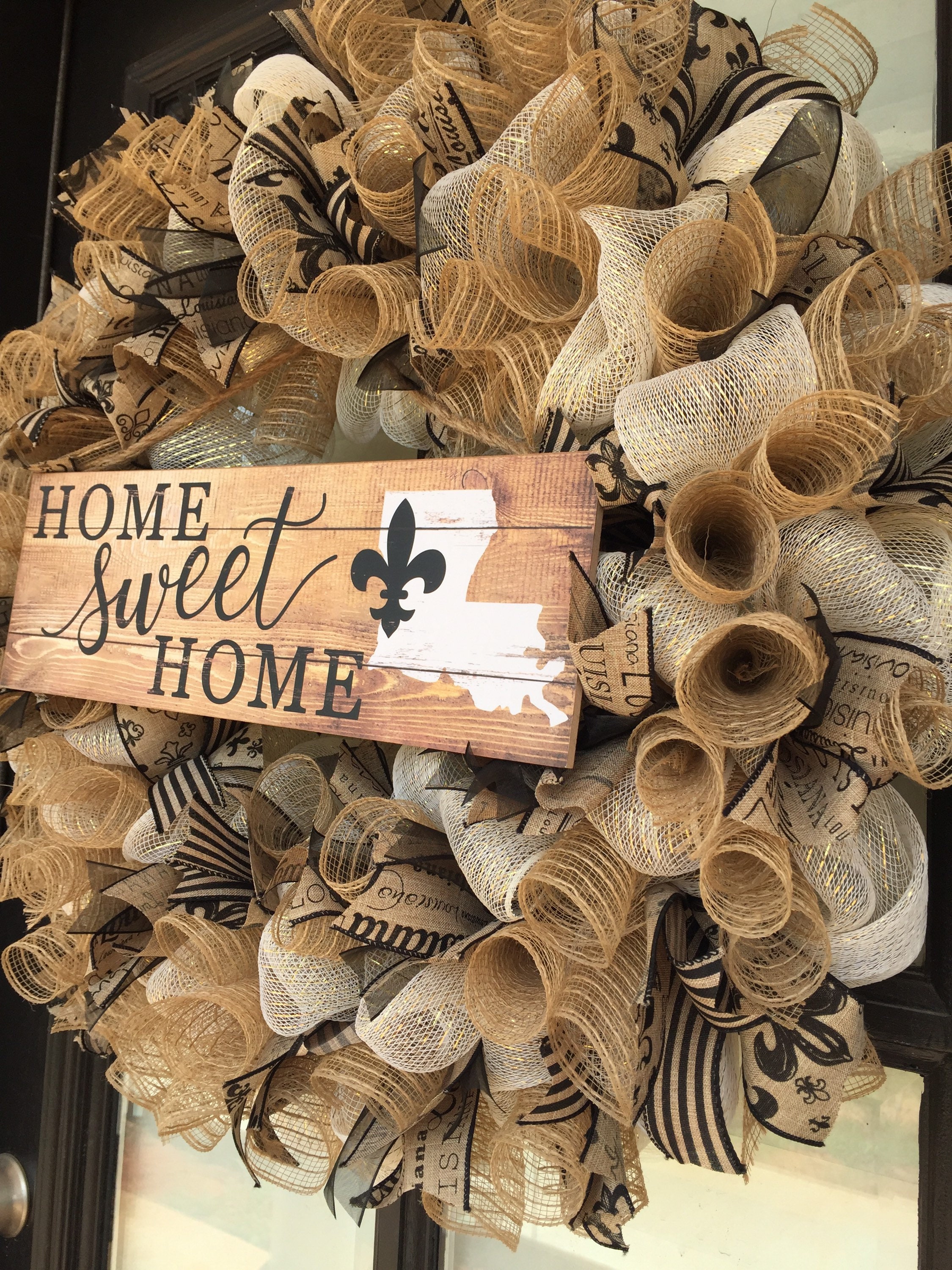 Fleur De Lis Wreath, Louisiana Wreath, Home Sweet Home Wreath, Southern ...