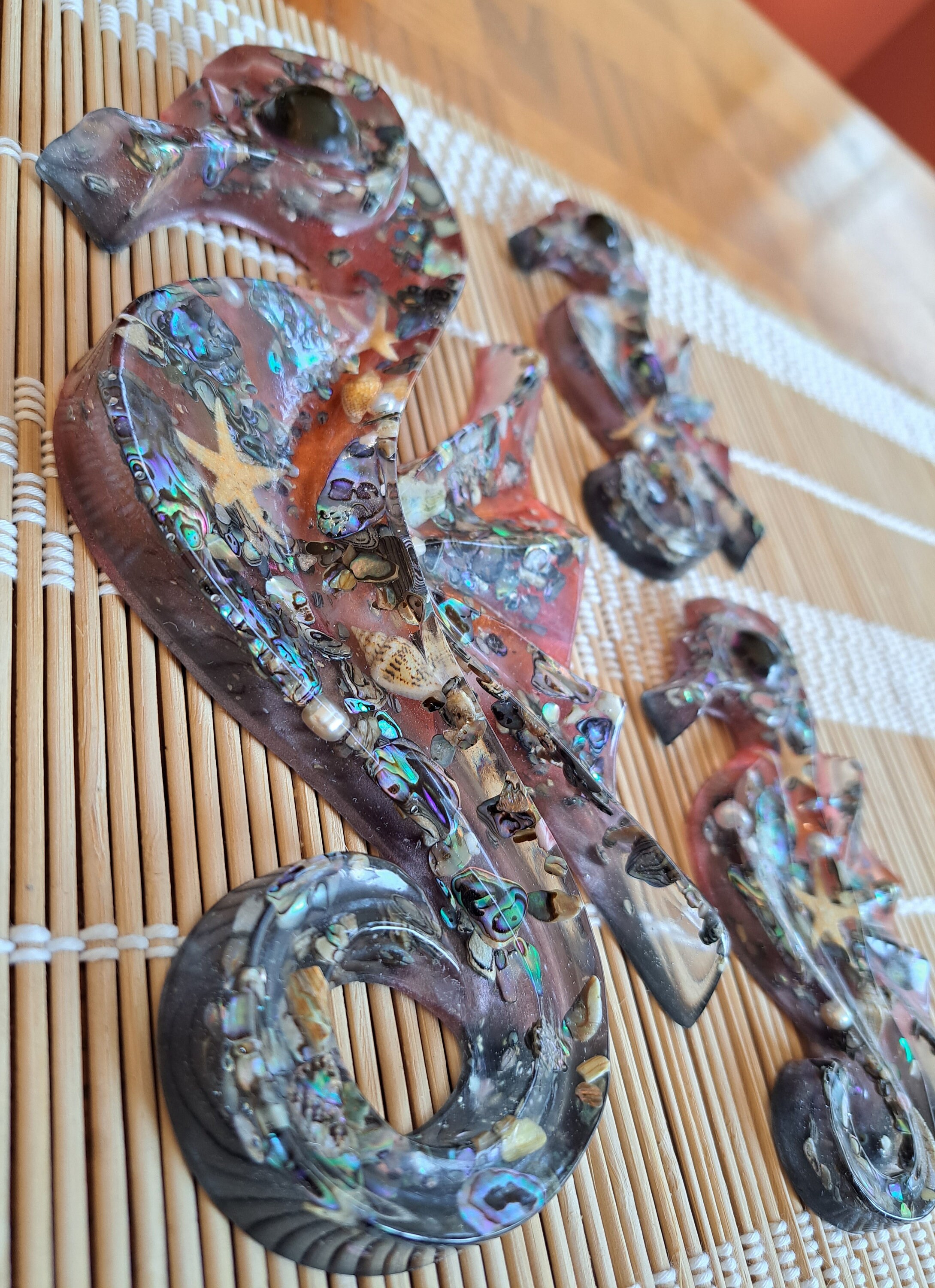 Dark Red Char Resin MCM Seahorse Family Wall Hanging - Etsy