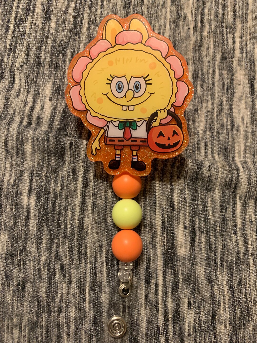 Spongebob Halloween Retractable Glitter Badge Reel - Etsy
