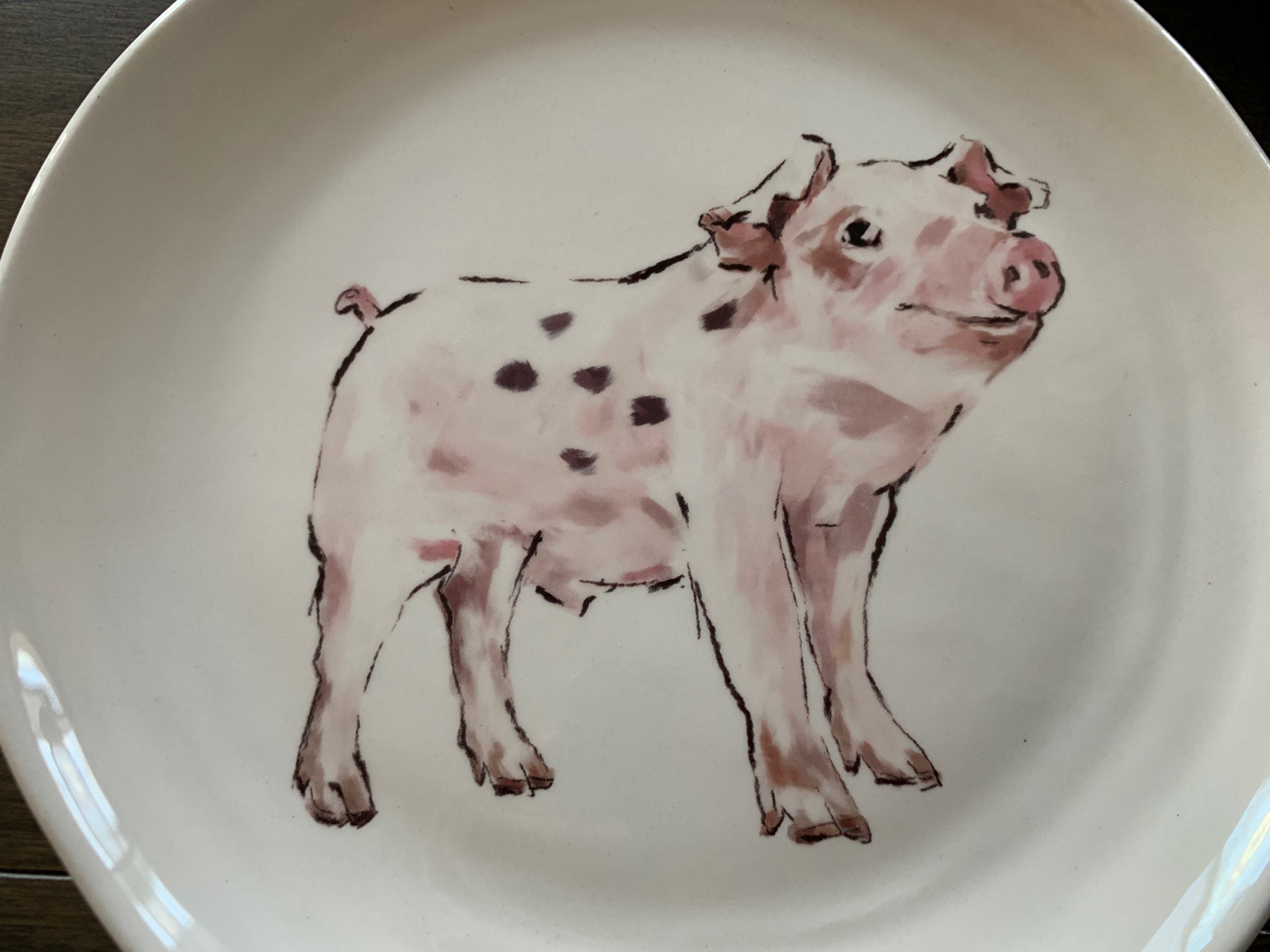 Pier 1 Plates Farmhouse Animals Pig Cow Birch Trees Snow - Etsy