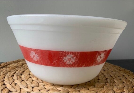 Vintage Original 5pc Federal Glass Heat Proof Nesting Mixing Bowls Milk