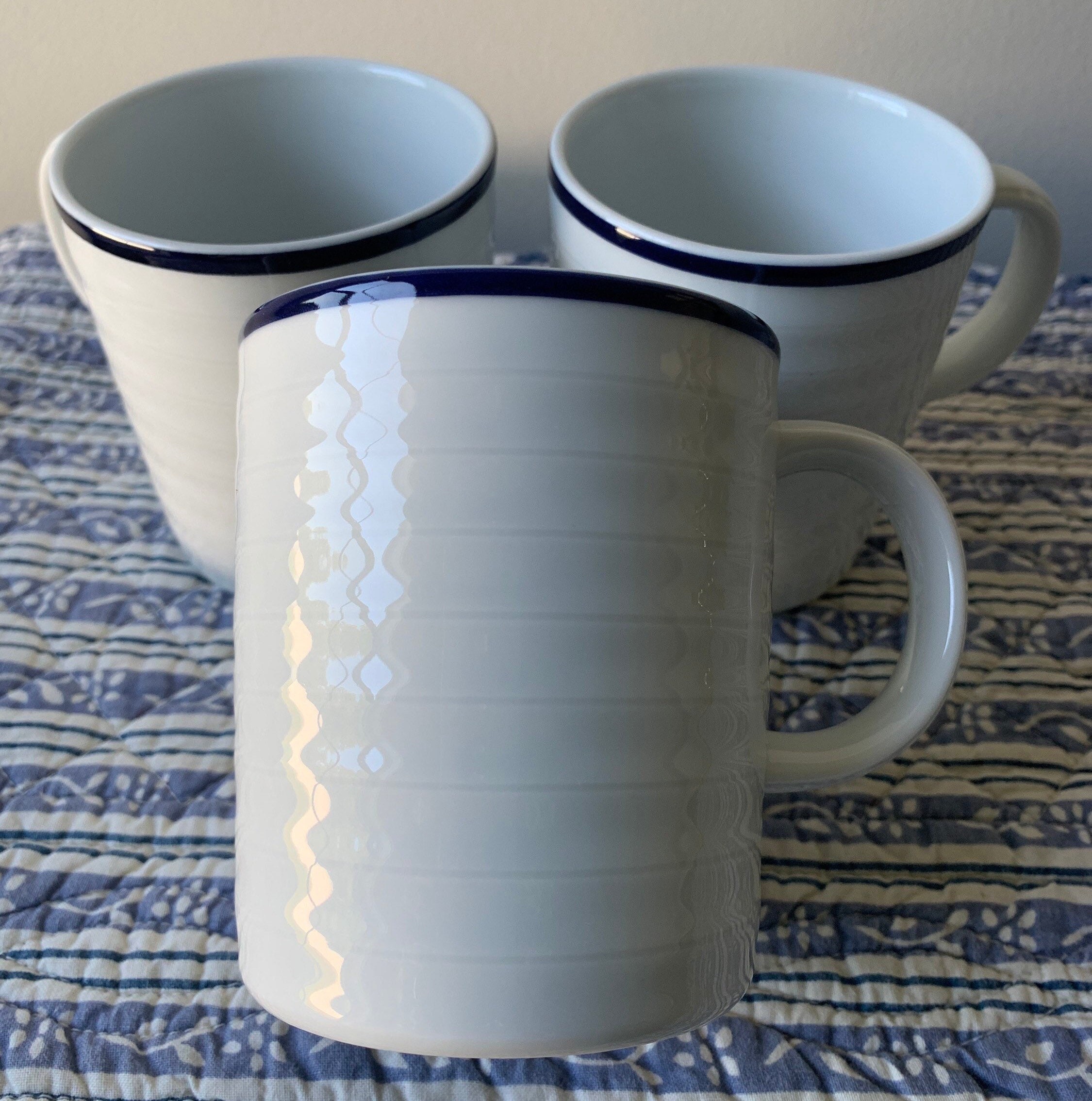 Set of 3 Deep Blue Ceramic Mugs Drinkware Kitchen & Dining Drink ...