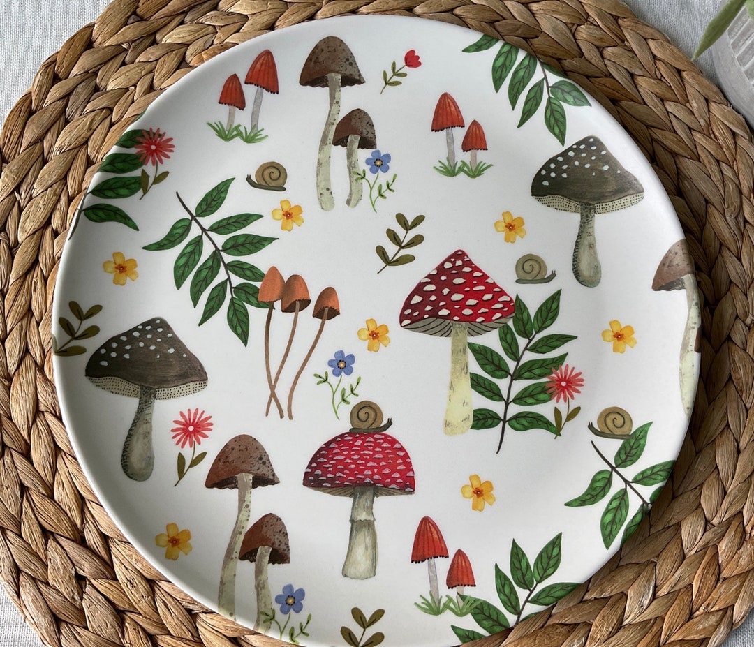 Colorful Red Mushroom Plate by Harvest Green Studio Bamboo Melamine ...