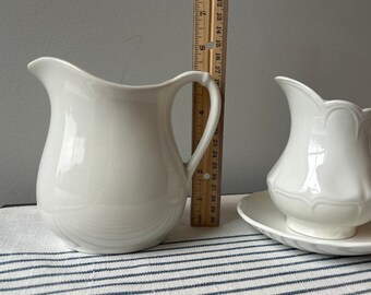 Antique Ironstone White Pitcher - Etsy