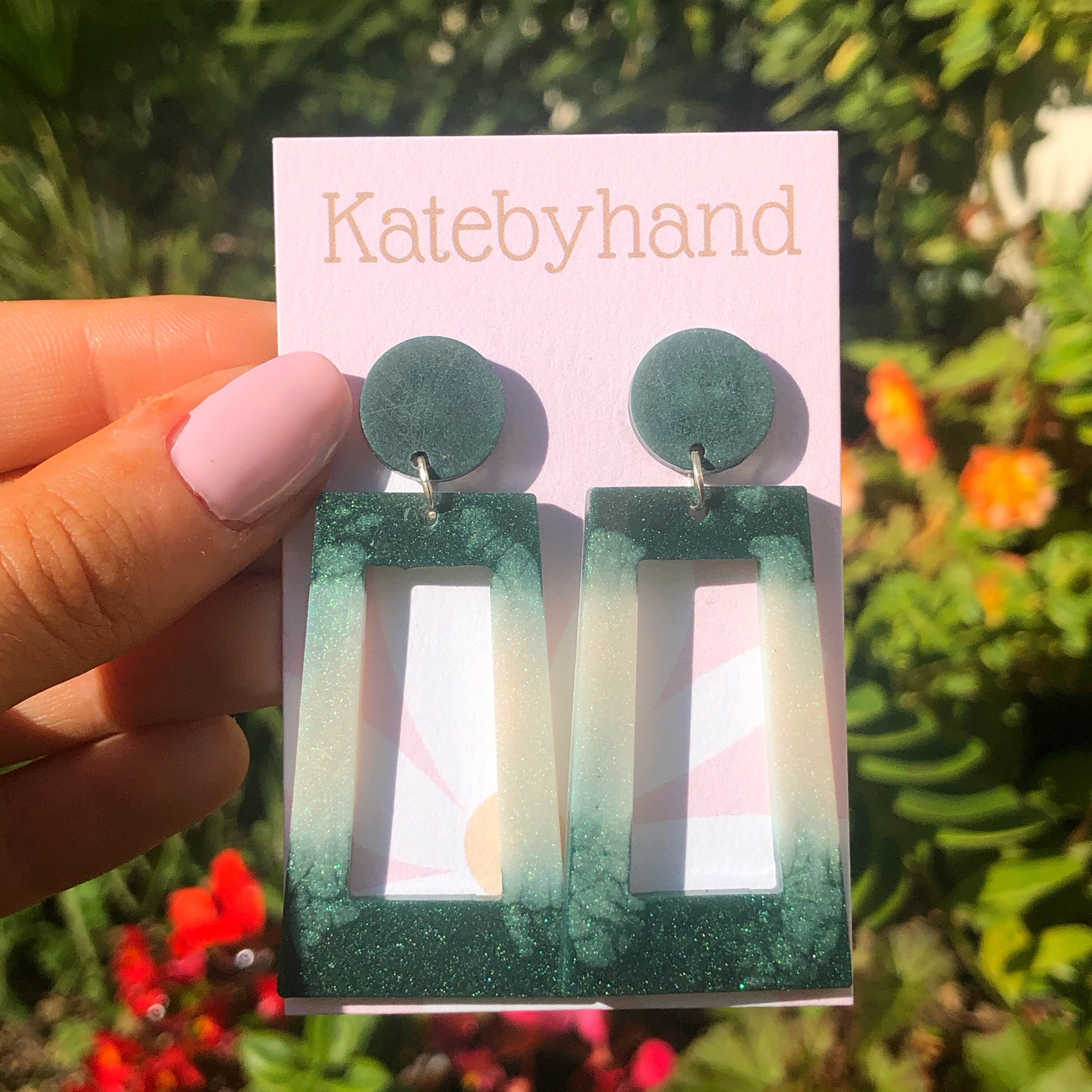 Handmade resin stud drop retro earrings | Etsy