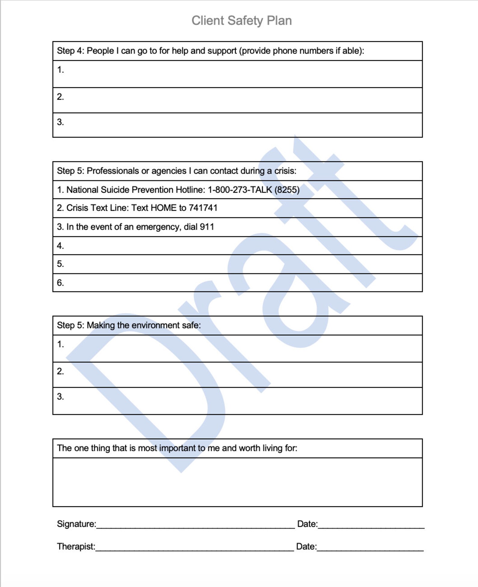 Client Safety Plan | Etsy