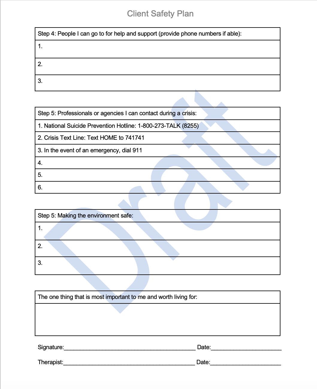 Client Safety Plan | Etsy