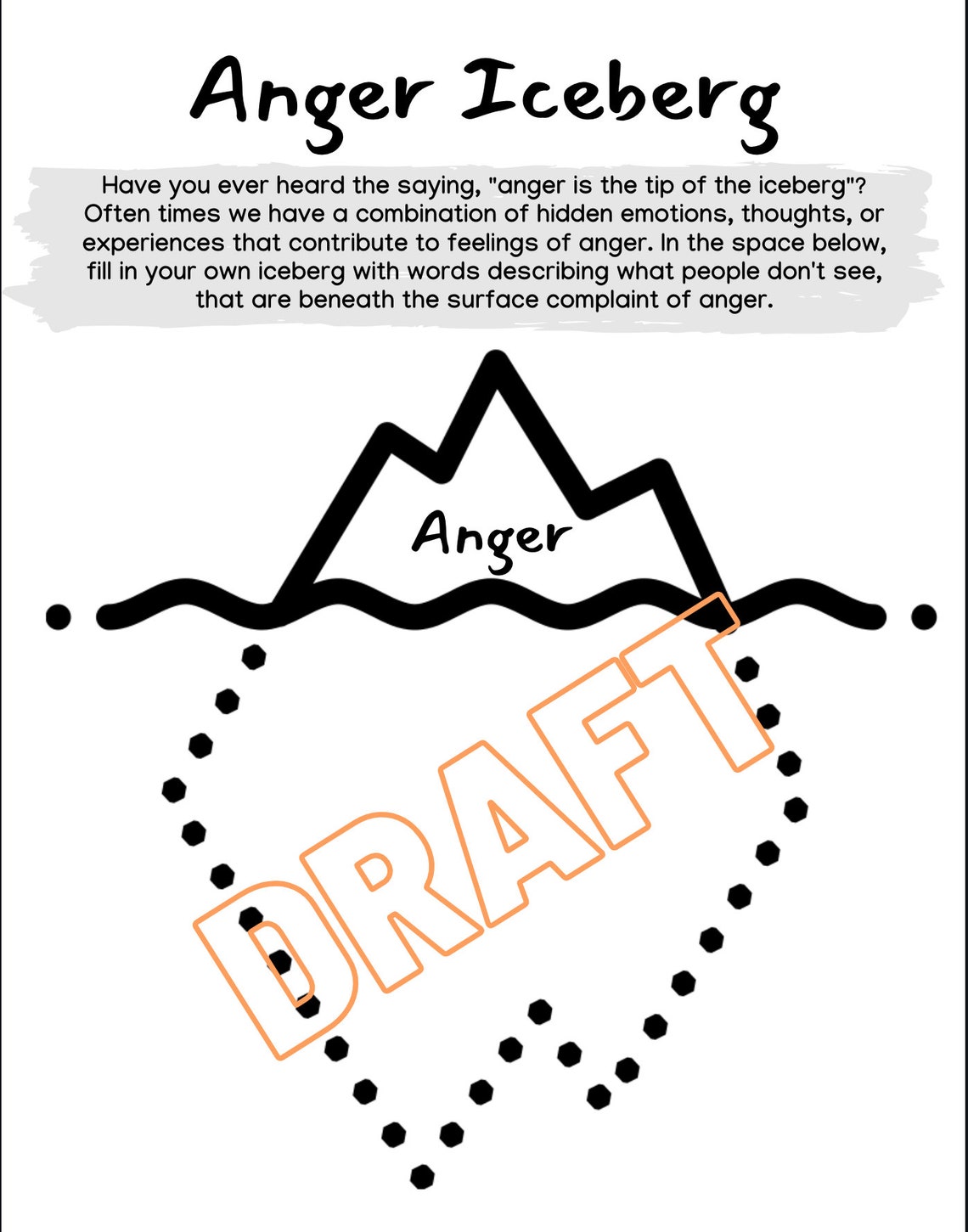 Anger Worksheet - Etsy