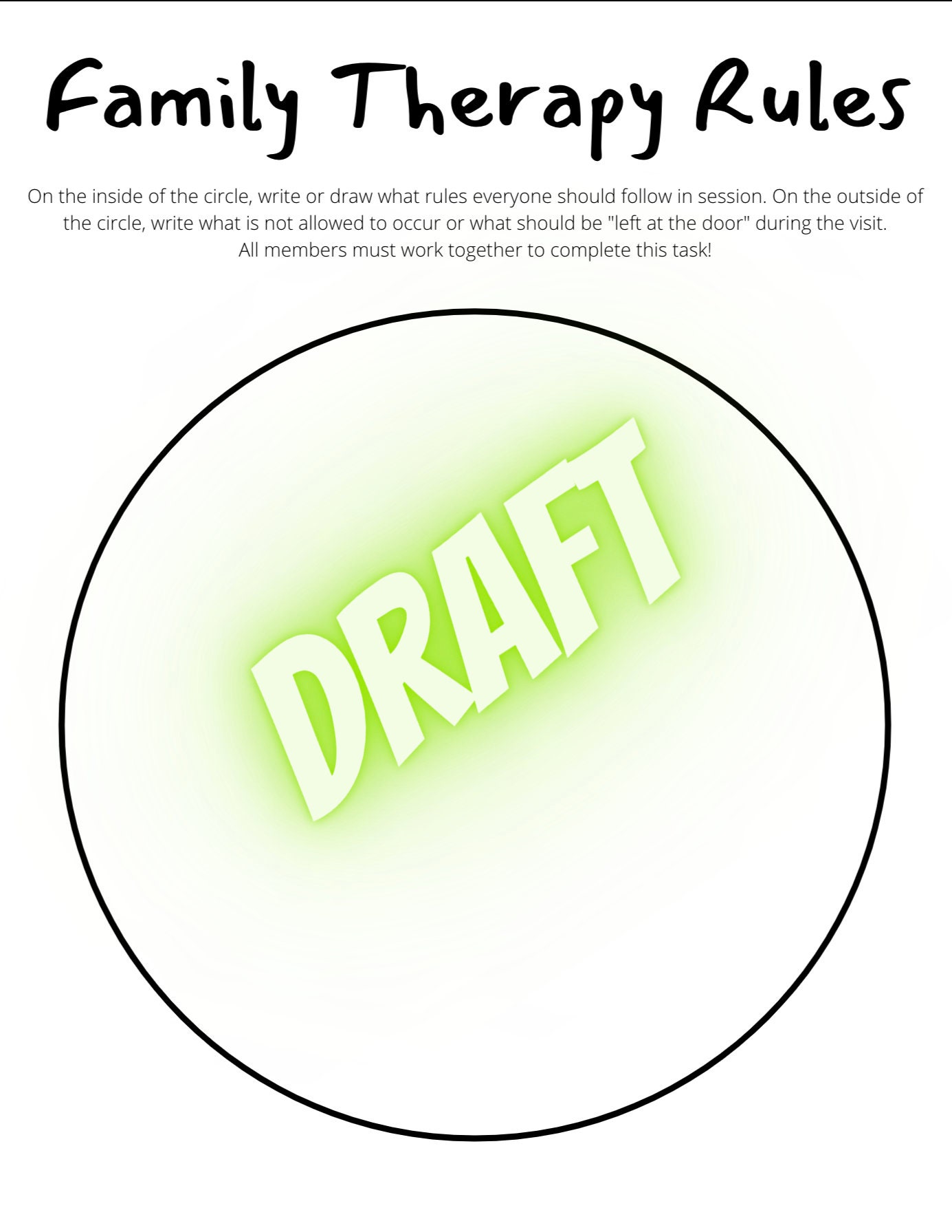 Family Therapy Rules Worksheet - Etsy