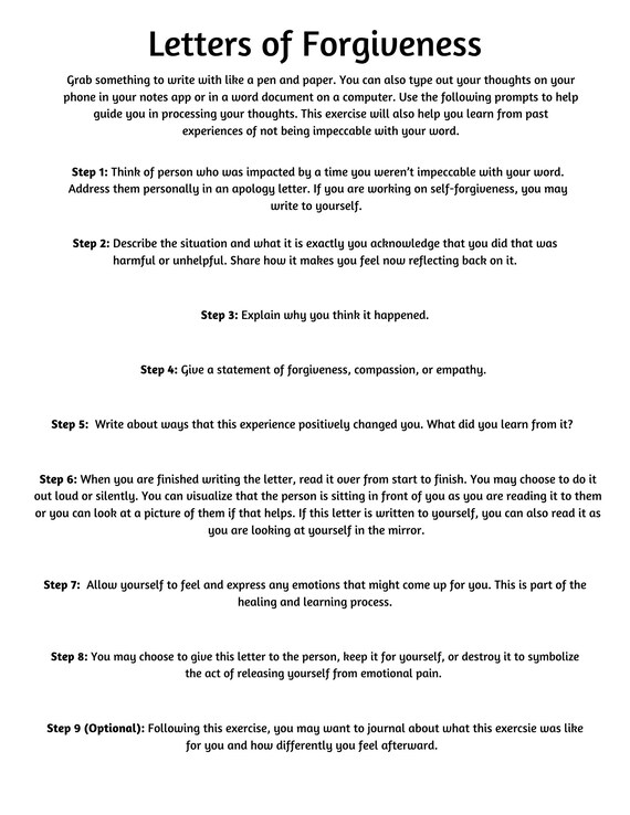 The Four Agreements Worksheet Match The Action To The Agreement