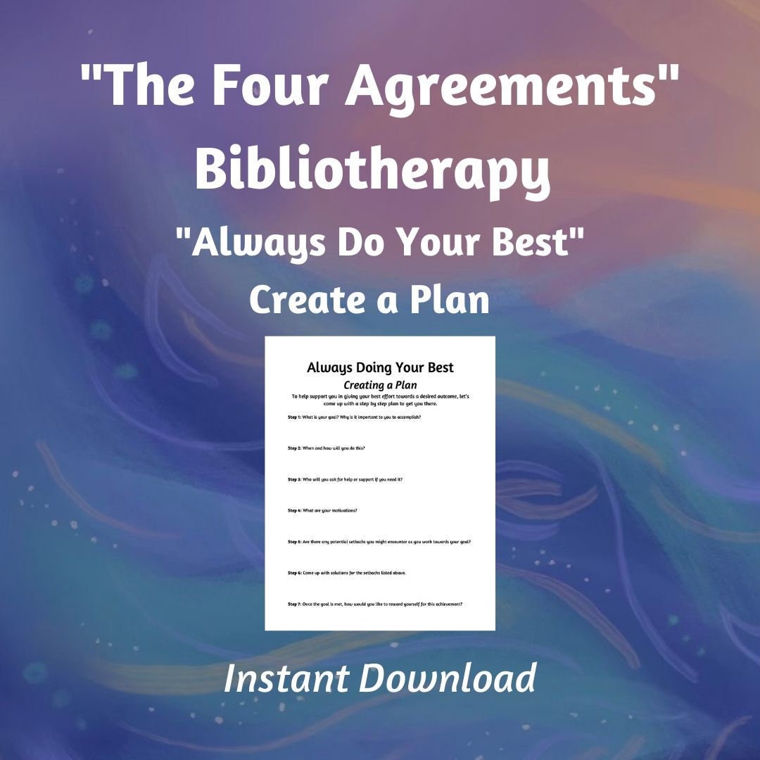 The Four Agreements Bibliotherapy Goal Setting Worksheet - Etsy