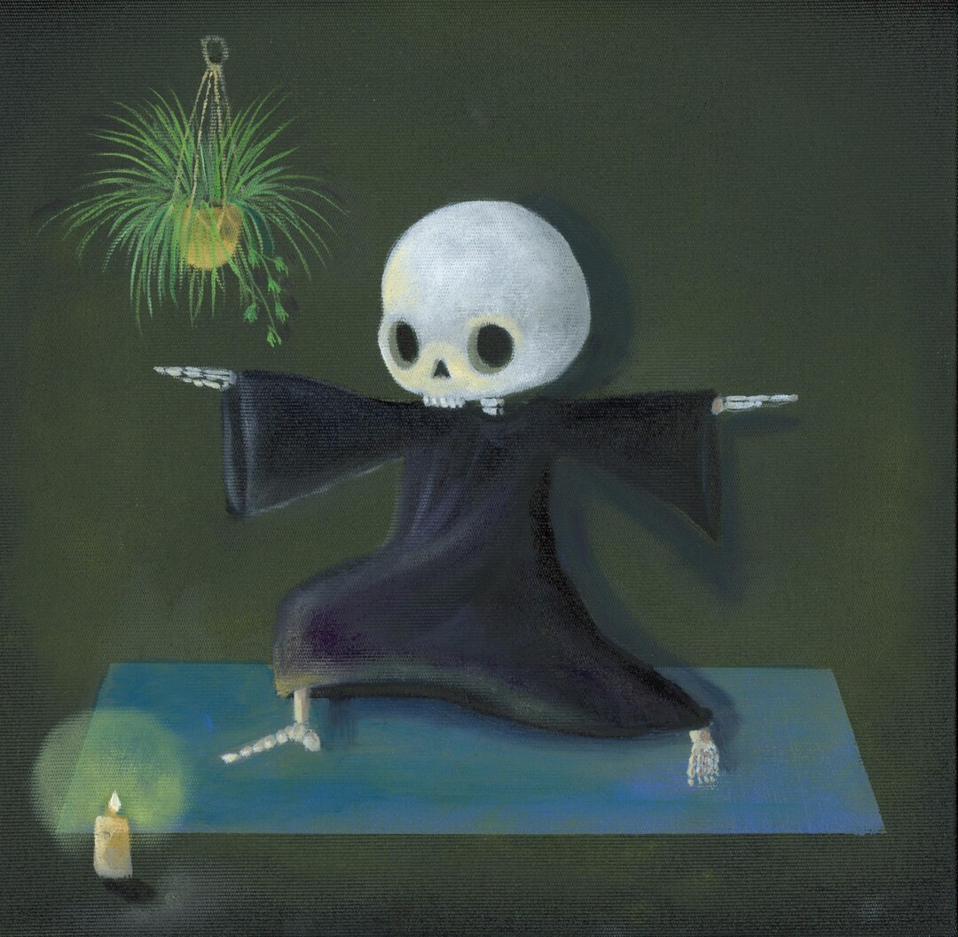 Skelly E. Ton Art Print: Sad Grim Reaper Son, Warrior II - Etsy