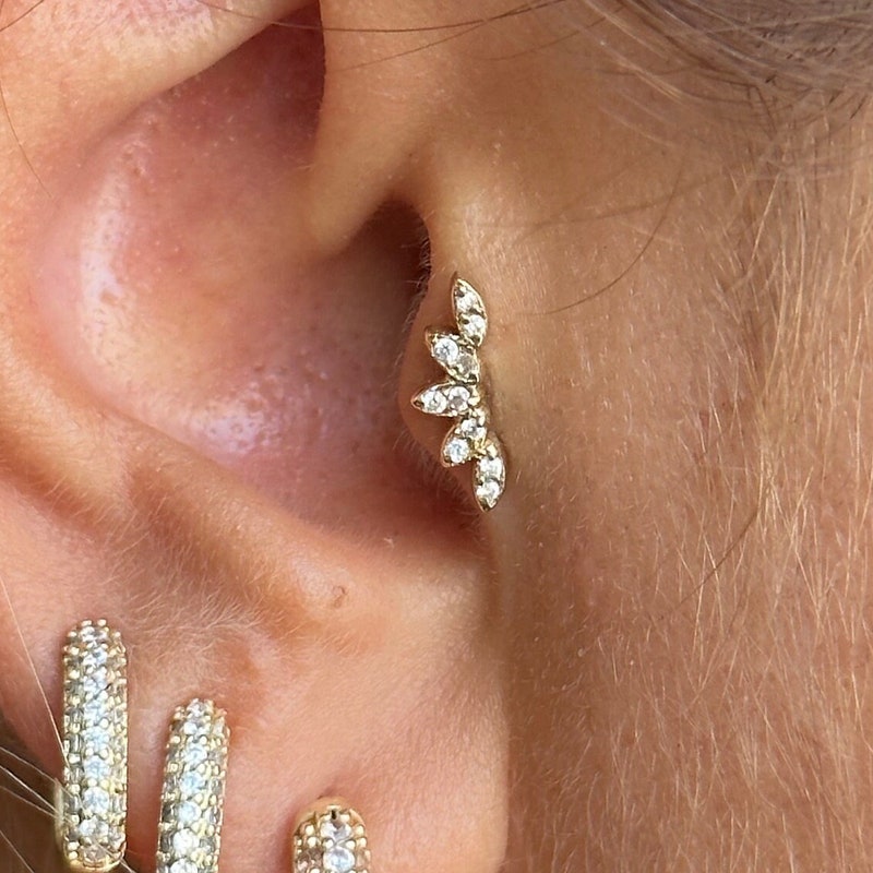 14k Gold Cartilage Earring - Etsy