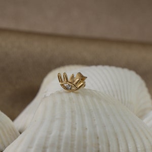 14K Gold Evil Eye Piercing | Minimalist Tragus Gold Stud Earring | Stud ...