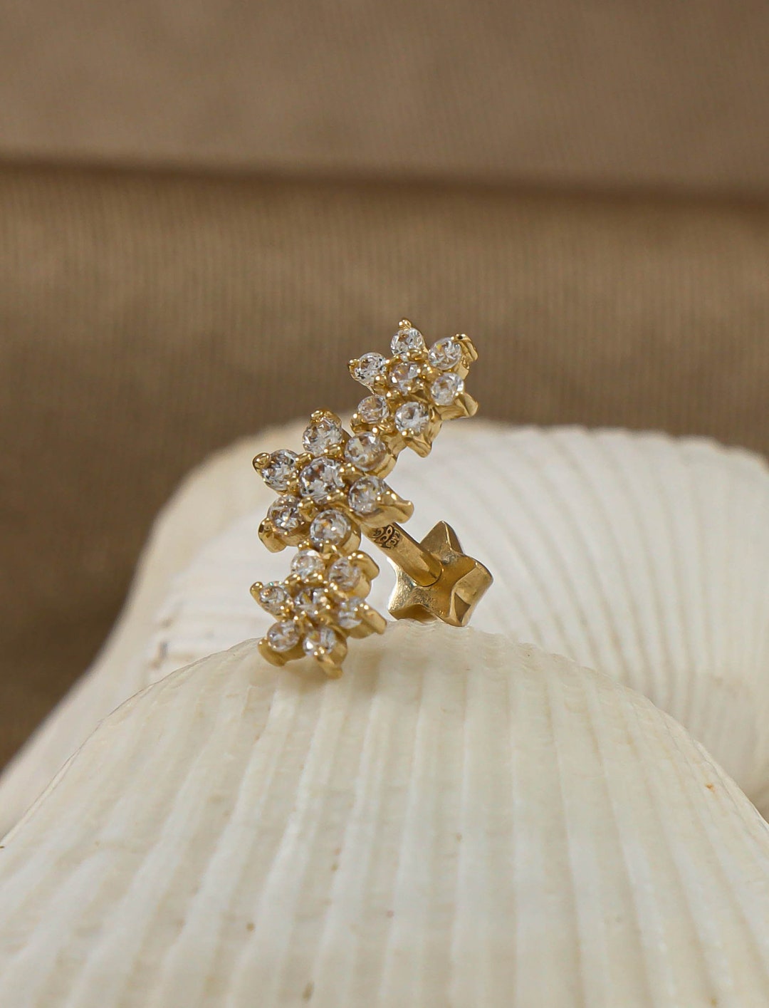 Flower Trio Stud Piercing, Triple Tiny Flower, Stud Earrings, Cartilage ...