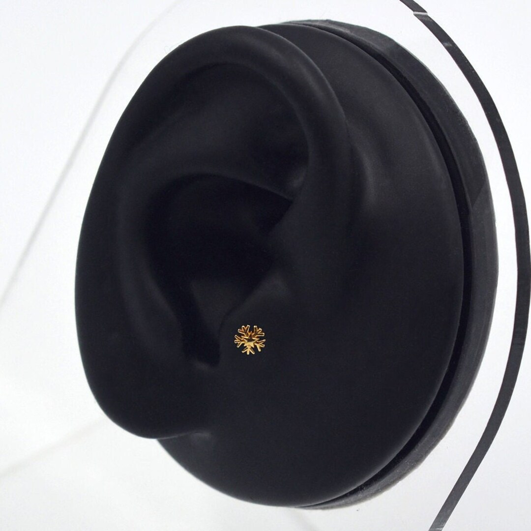 14K Solid Gold Snowflake Helix Piercing, Gold Cartilage Piercing ...