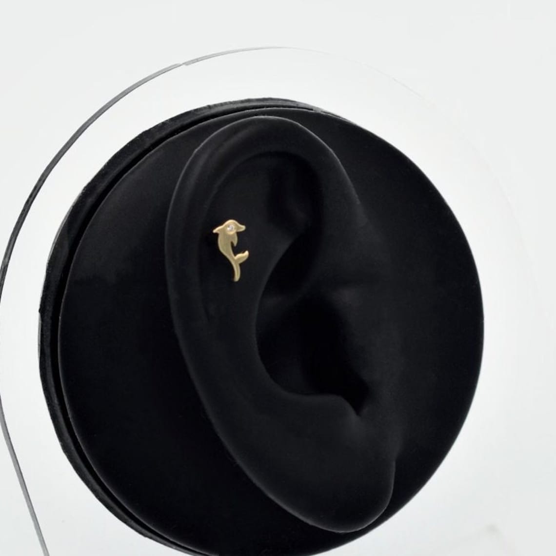 14K Solid Gold Dolphin Helix Piercing, Minimalist Animal Gold Tragus ...