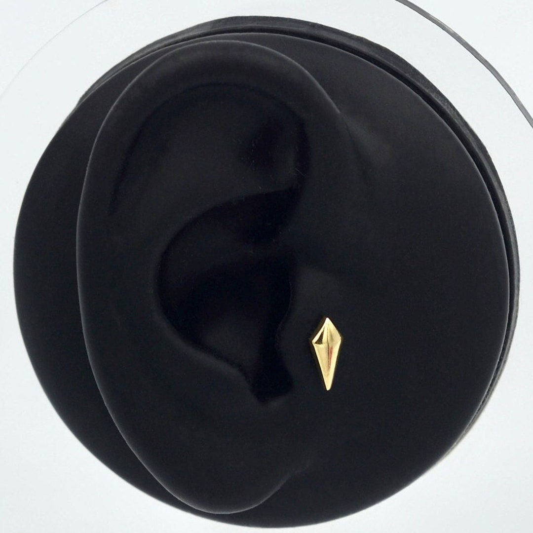 14K Solid Gold Helix Piercing, Gold Cartilage Piercing, Minimalist Gold ...