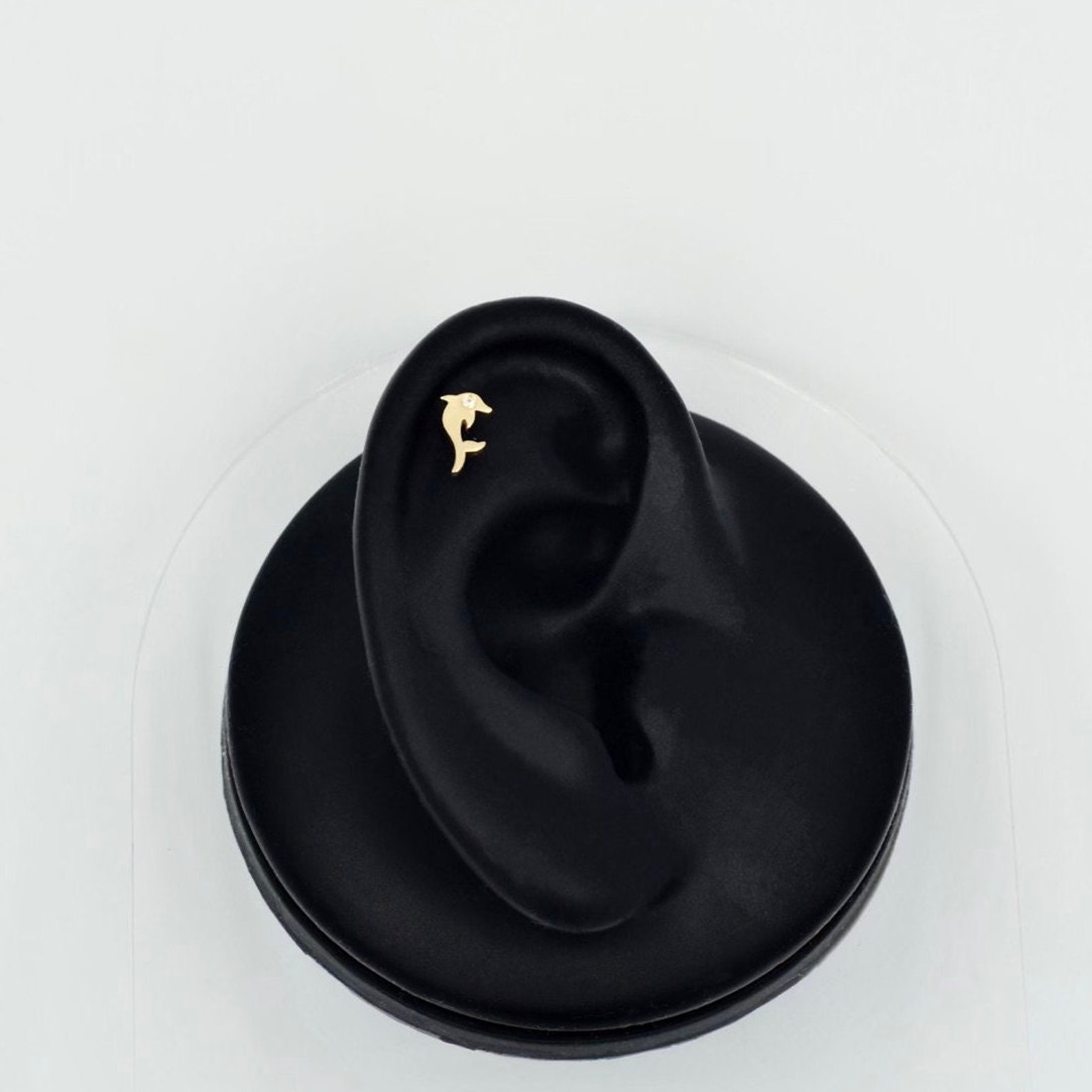 14K Solid Gold Dolphin Helix Piercing, Minimalist Animal Gold Tragus ...