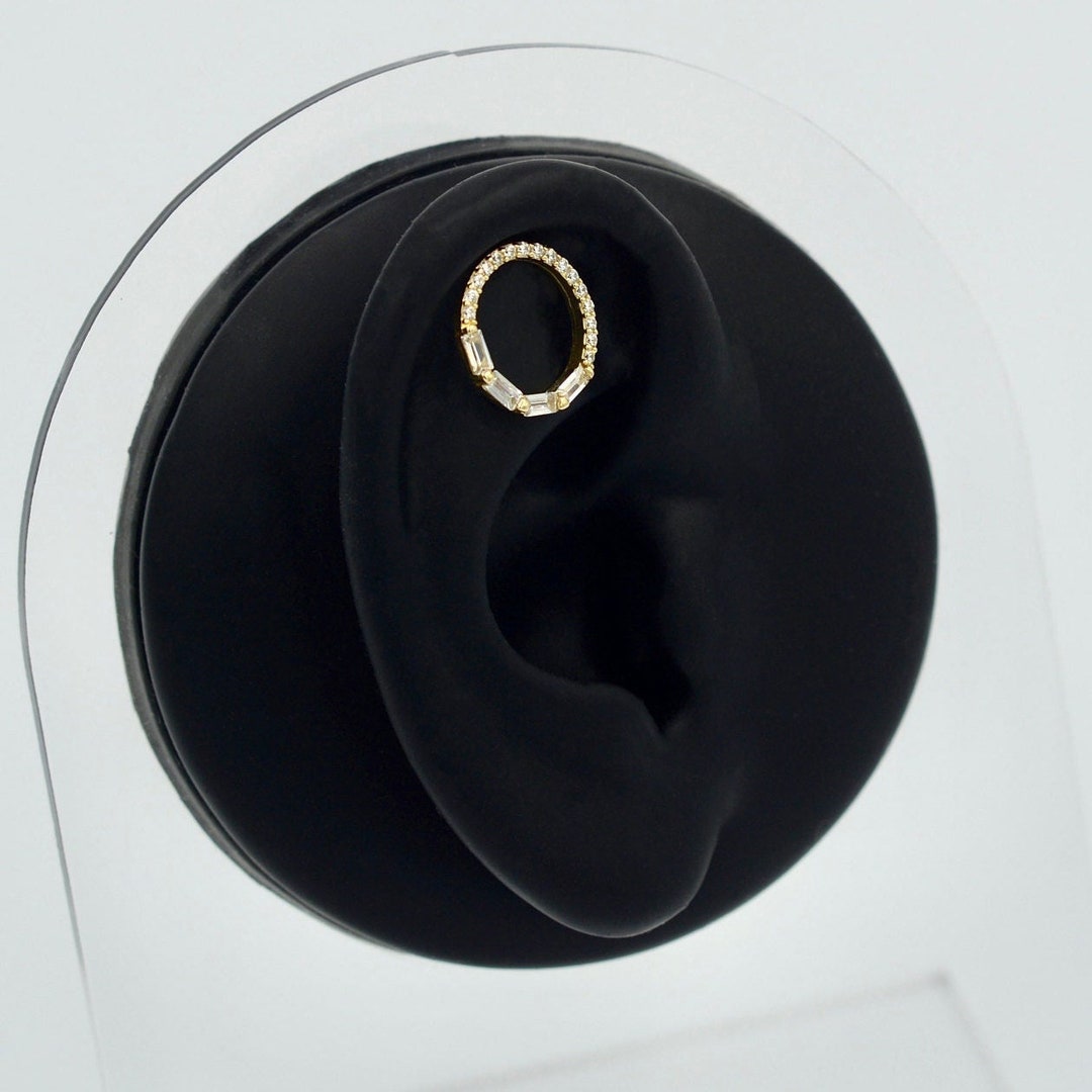14K Solid Gold Hoop Helix Piercing, Minimalist Hoops Gold Tragus ...