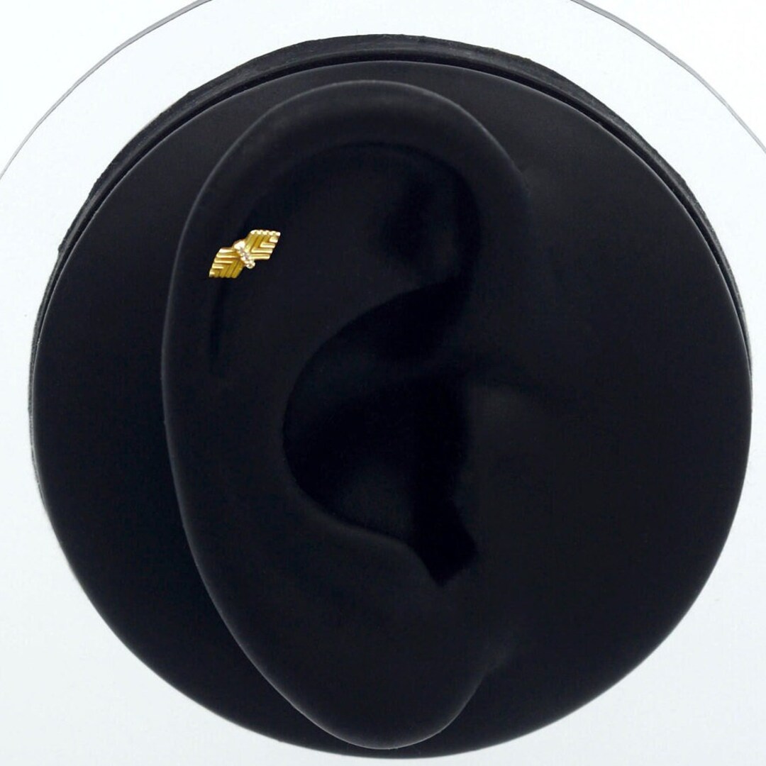 14K Solid Gold Helix Piercing, Gold Cartilage Piercing, Cartilage ...