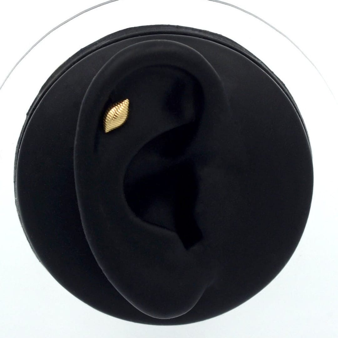 14K Solid Gold Helix Piercing, Gold Cartilage Piercing, Minimalist Gold ...