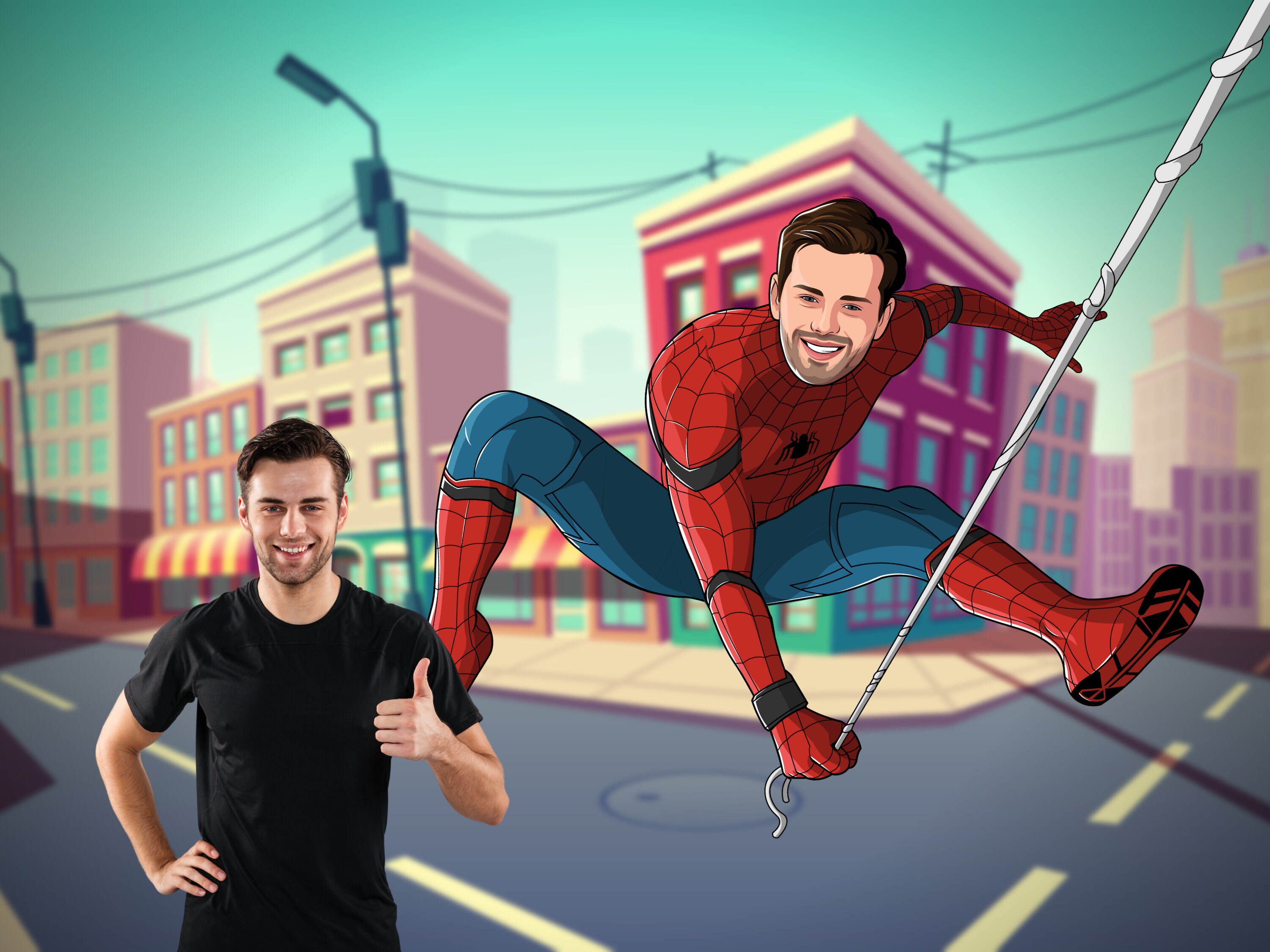 CUSTOM SUPERHERO Cartoon Portrait, Personalized Superhero Illustration ...