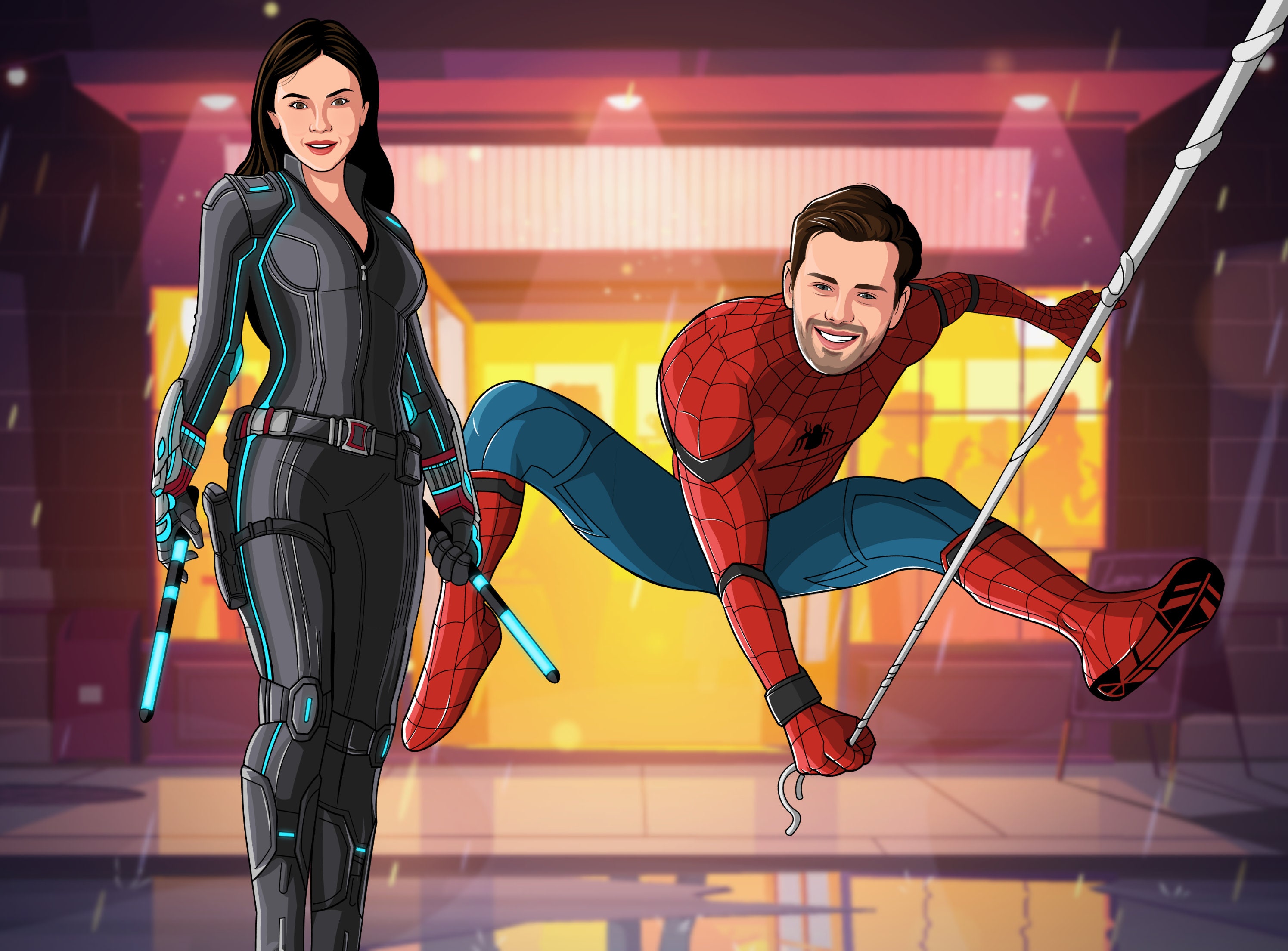 CUSTOM SUPERHERO Cartoon Portrait, Personalized Superhero Illustration ...