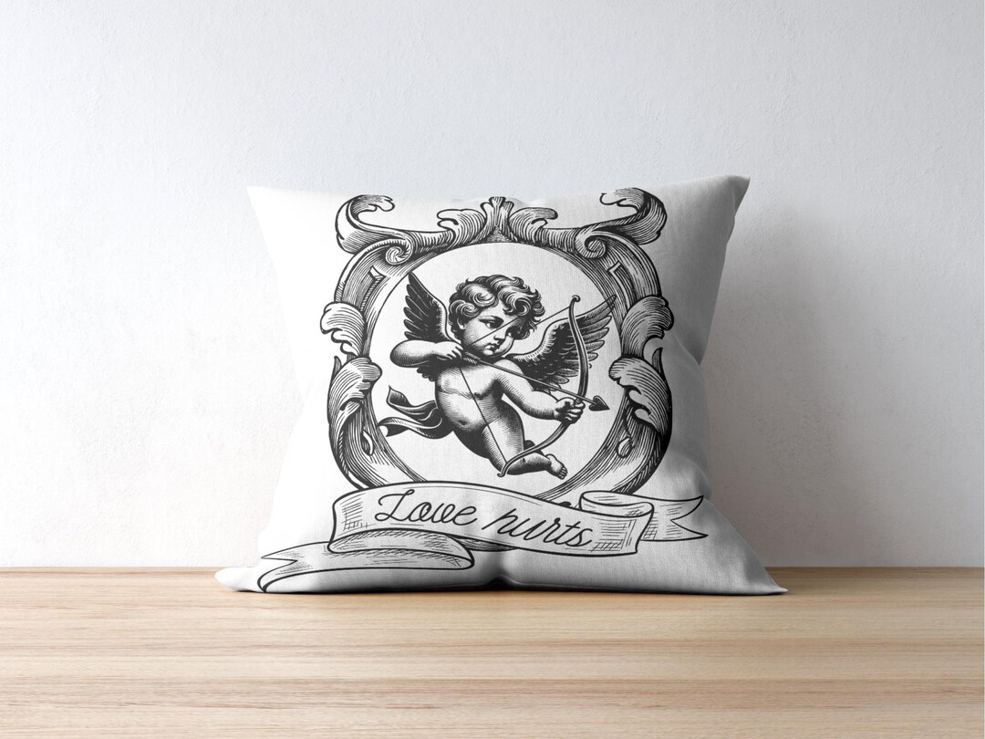 Victorian Gothic Cupid Love Hurts Pillow, Decorative Cushion, Throw ...