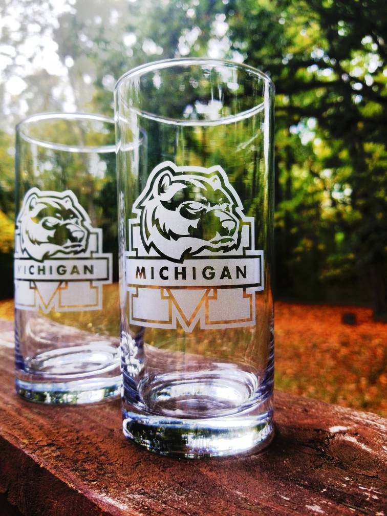 Michigan Whiskey Glasses Engraved Michigan Tall Glasses - Etsy