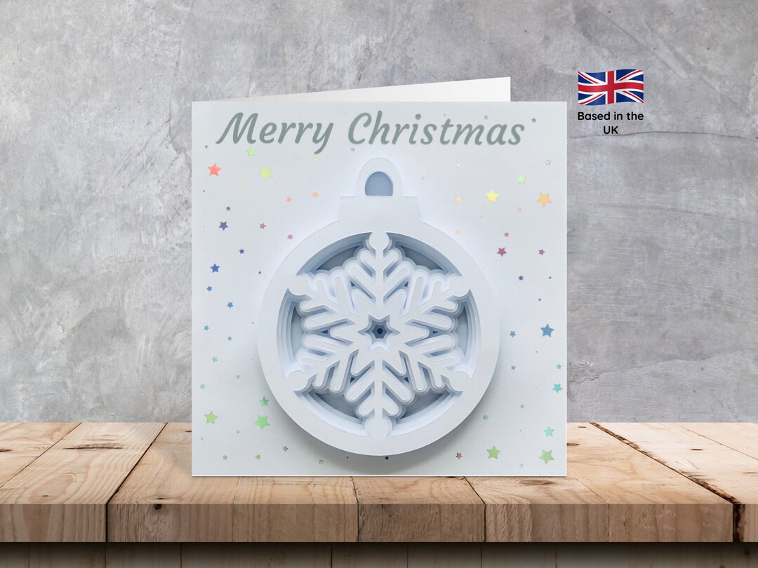 Layered Snowflake Bauble Christmas Card/ Foiled Star Christmas Card/ 3d ...