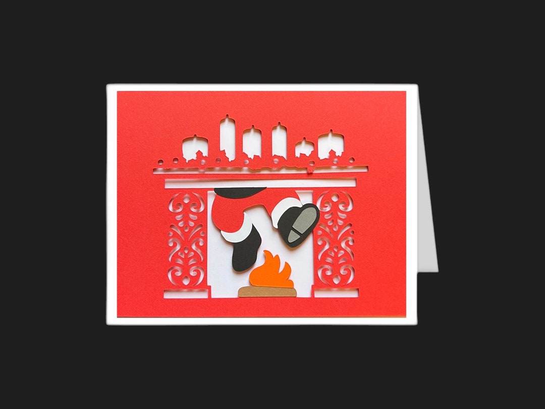 Santa Fireplace Christmas Cards/ Handmade Santa Coming Down - Etsy