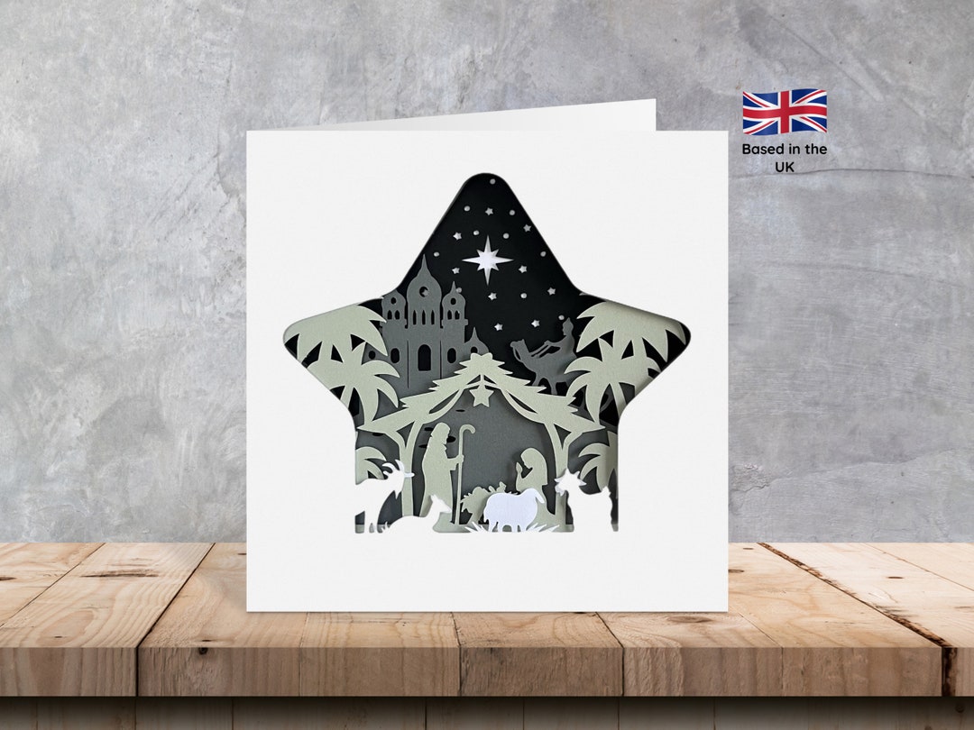 Layered Nativity Star Christmas Cards 3D Nativity Cards Star Christmas ...