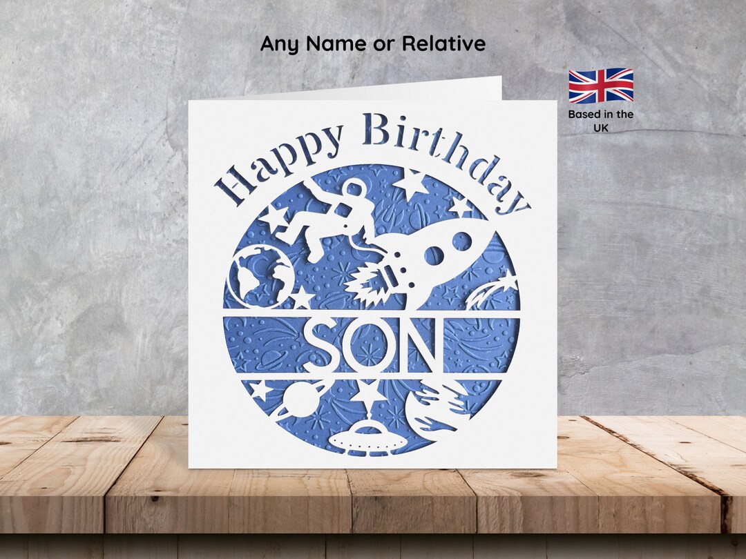 Layered Astronaut Cards for Him | 3d Space Cards for Him | Planet Cards ...