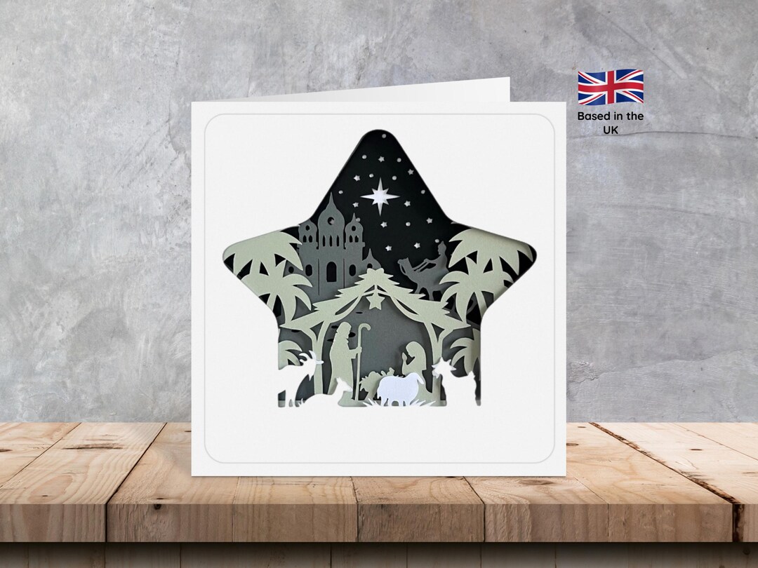 Layered Nativity Star Christmas Cards | 3D Nativity Cards | Star ...