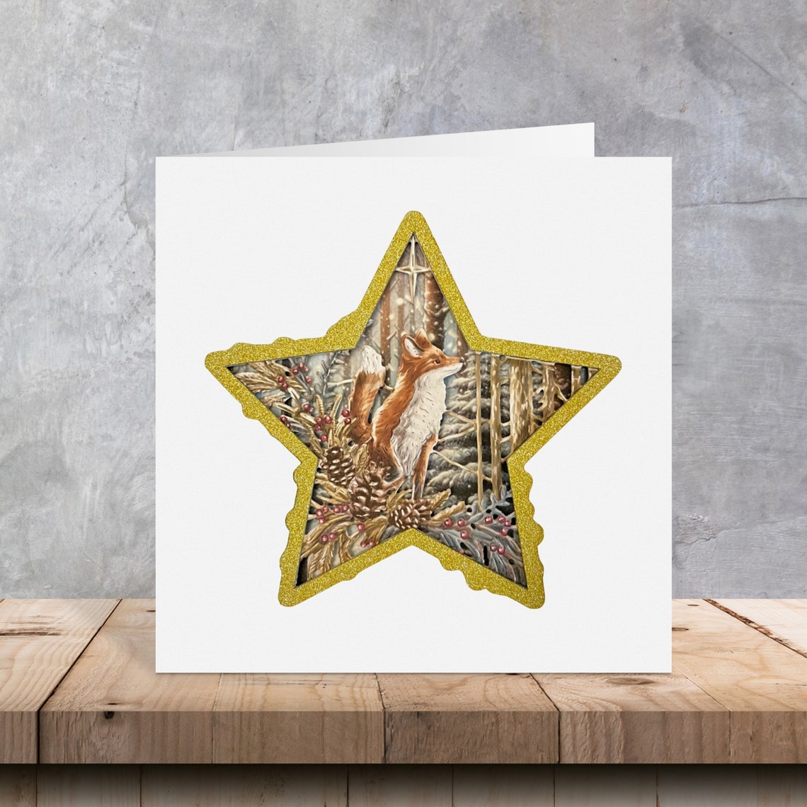3D Fox in the Forest Christmas Cards | Fox Cards | Animal Christmas ...