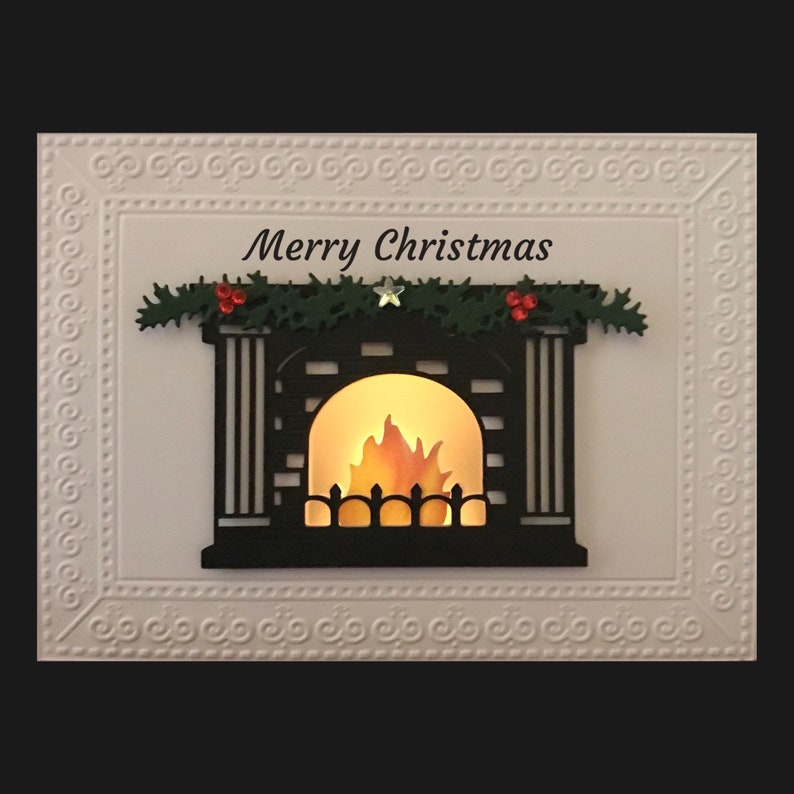 3d Christmas Fireplace Card | A6 Layered Fireplace Card | 3d Christmas ...