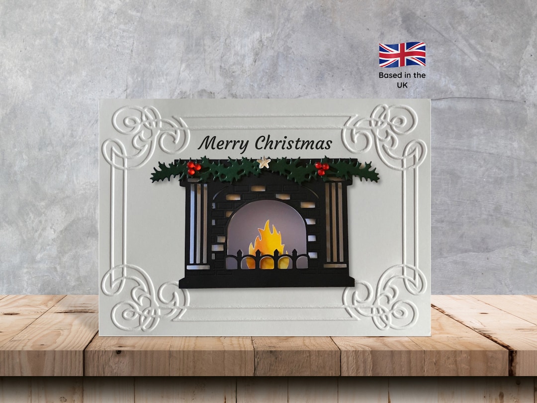 3d Christmas Fireplace Card | A6 Layered Fireplace Card | 3d Christmas ...