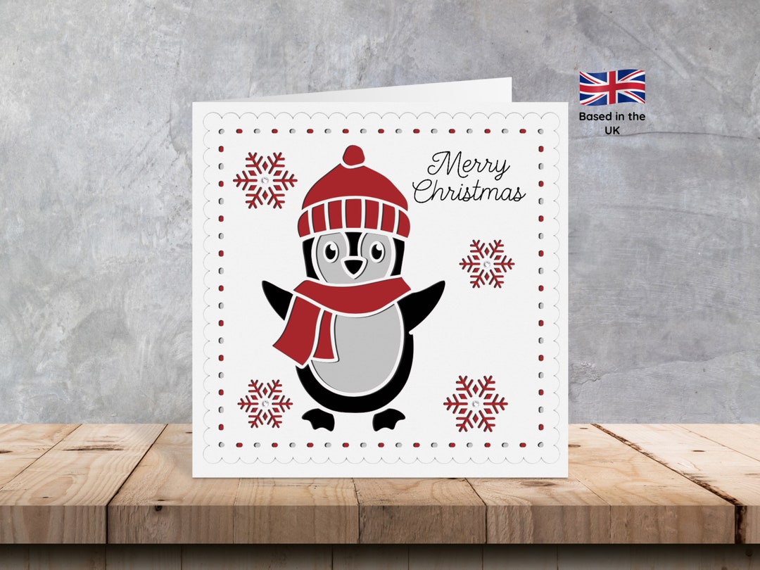 Layered Penguin Christmas Cards | Animal Christmas Cards | Layered ...