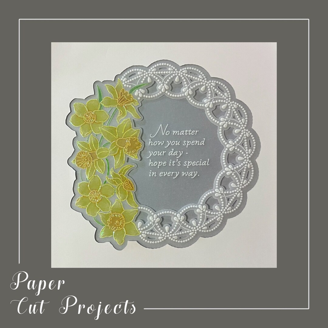 Glitter Daffodil Birthday Card/ Handmade Daffodil Embossed - Etsy