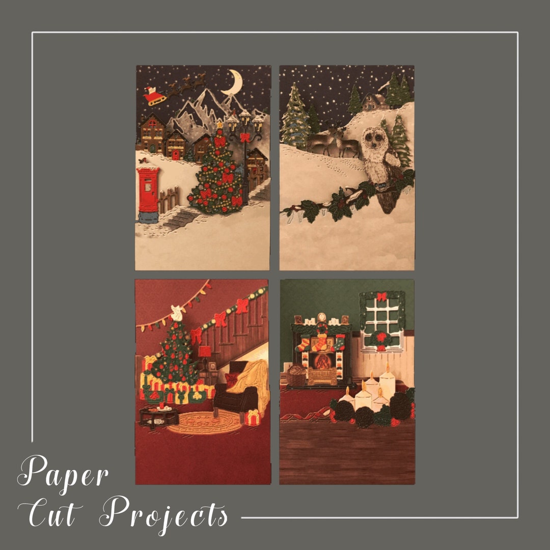 3D Christmas Scene Cards/ Winter Woodland Cards/ Owl Christmas Cards ...