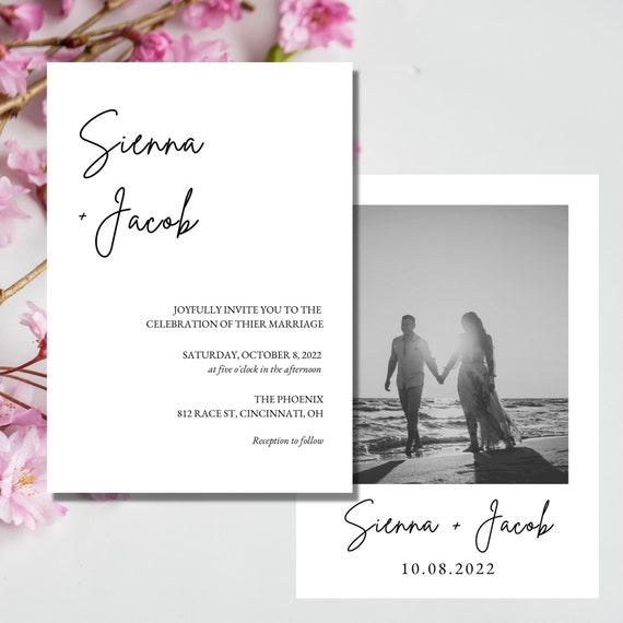 Simple Elegant Wedding Invitation Editable and Customizable - Etsy