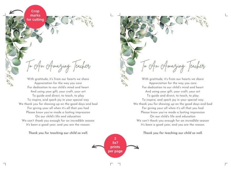 Teacher Appreciation Poem, Teacher Wall Art, Parent Thank You, Teacher ...